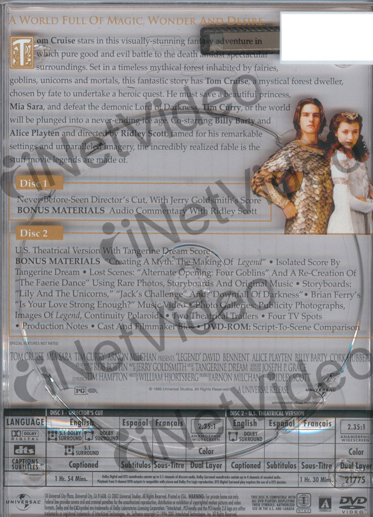Legend (Ultimate Edition) on DVD Movie