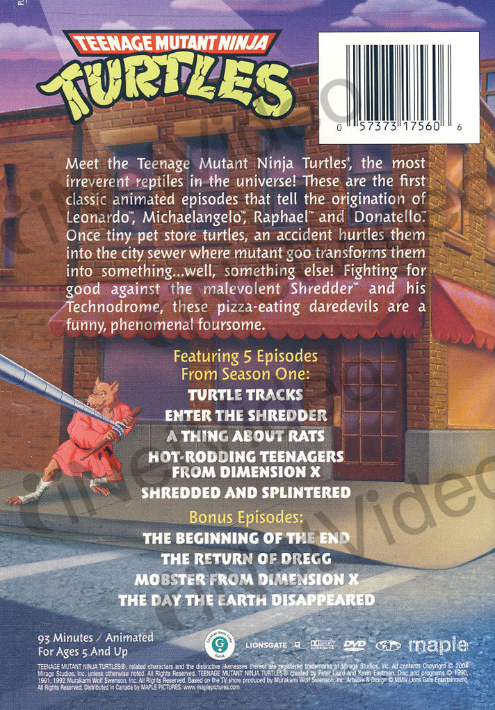 Teenage Mutant Ninja Turtles - Original Series (Volume 1) on DVD Movie