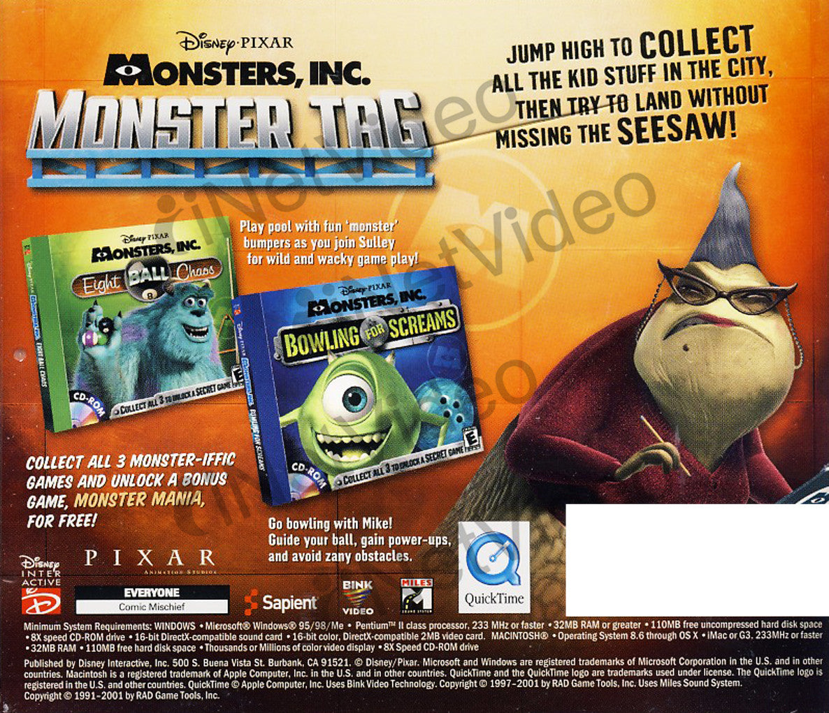 Monsters Inc - Monster's Tag (Jewel Case) (PC) on PC Game