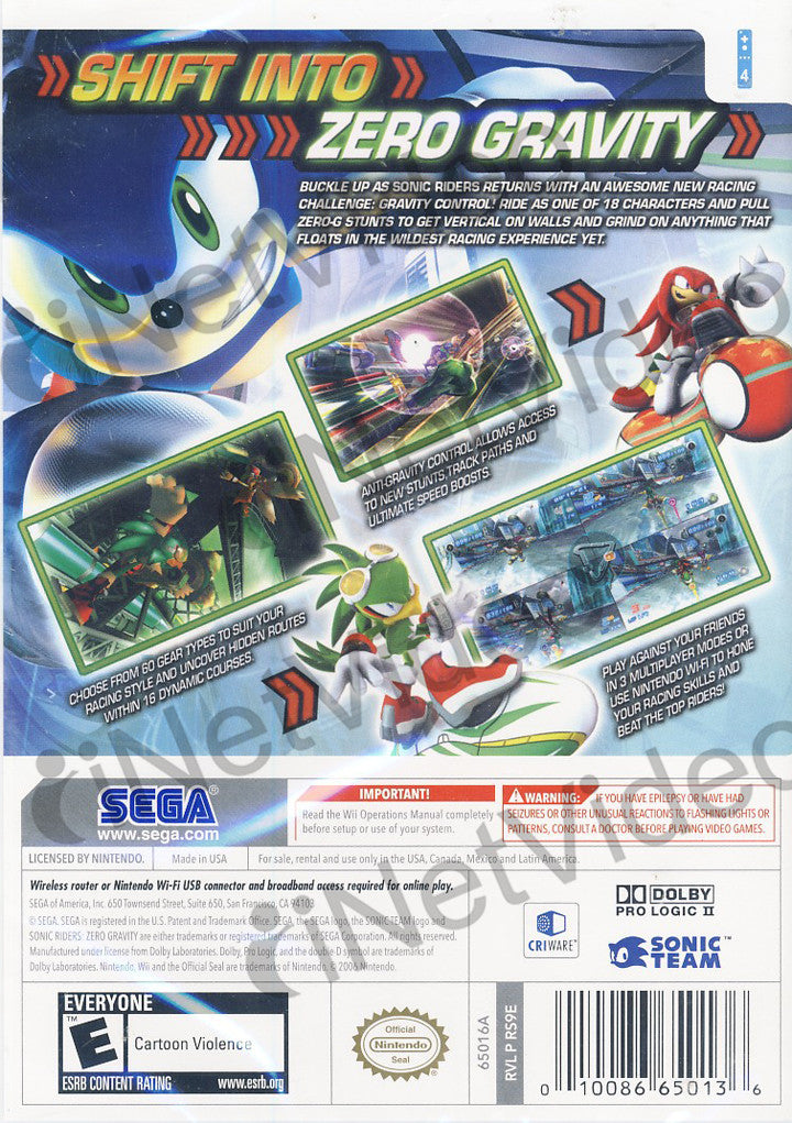 Sonic Riders - Zero Gravity (NINTENDO WII) on NINTENDO WII Game